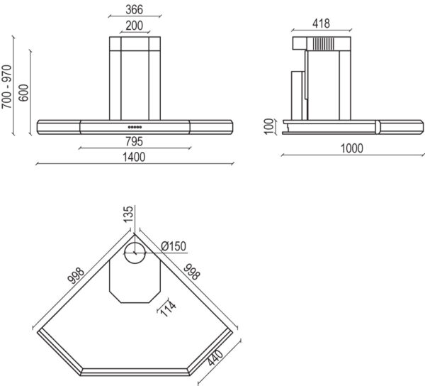 CAPPE AD ANGOLO GIOVIA - Cappe Professionali Baraldi Milano